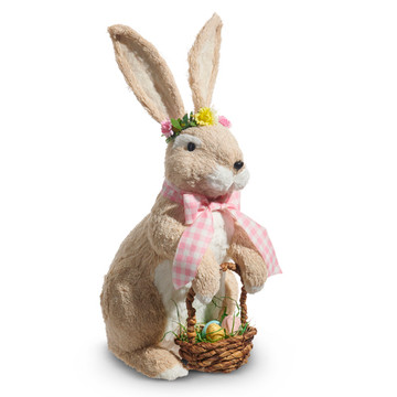 Raz 19" Easter Bunny Figure with Basket Decoration | Raz Imports | Raz ...