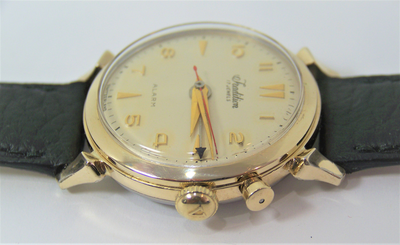 Vintage 10k GF TRADITION CRICKET ALARM Watch 1950s SERVICED ORIGINAL ...