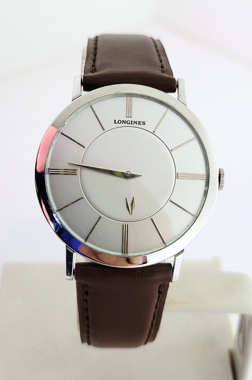 Solid 14k White LONGINES MYSTERY Dial Winding Watch Ref 1017 c.1960s ...