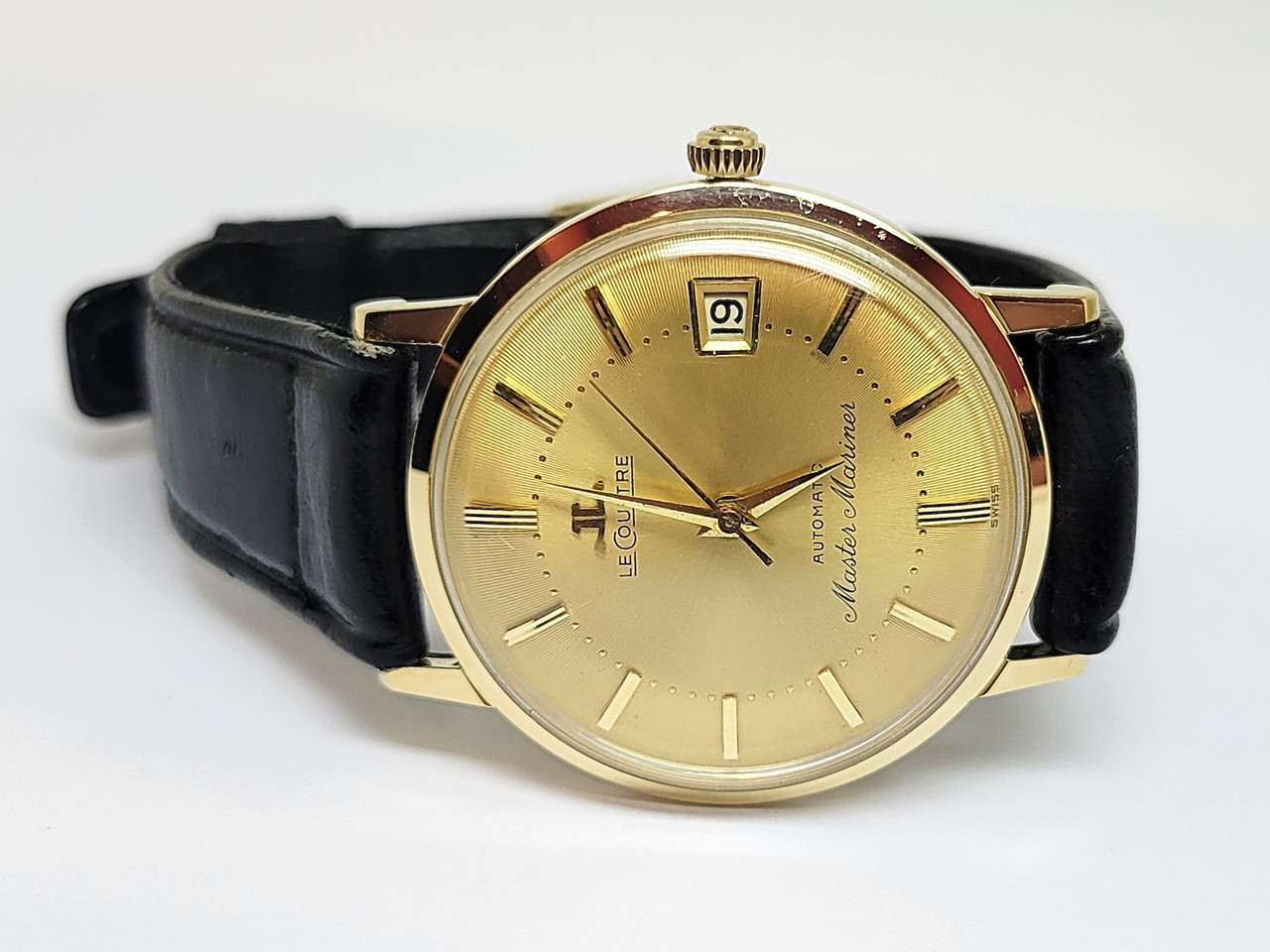 Vintage 18k JAEGER-LeCOULTRE MASTER MARINER Watch 1970s Cal.K881* GOLD BUCKLE - Fashion Ace, Inc