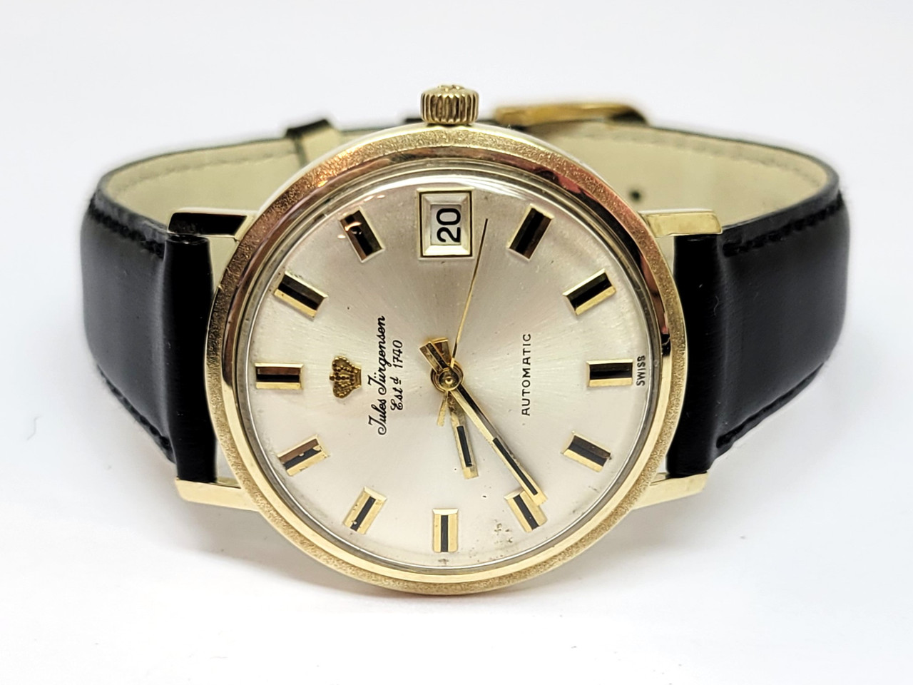 Vintage 14k JULES JURGENSEN 17J Automatic DATE Watch c.1960s EXLNT ...
