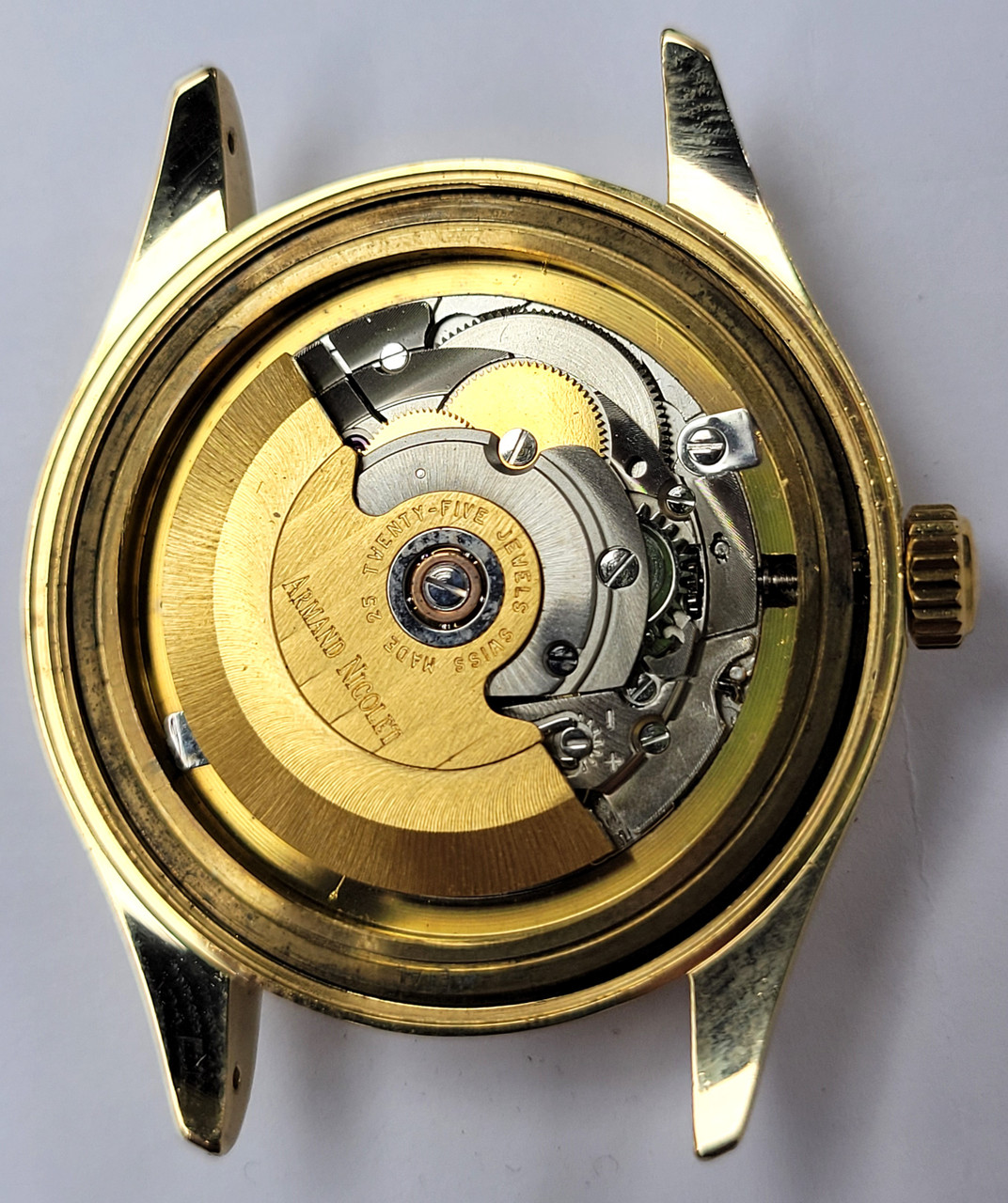 Men's Solid 18k ARMAND NICOLET Tramelan Automatic Date Watch* EXLNT ...
