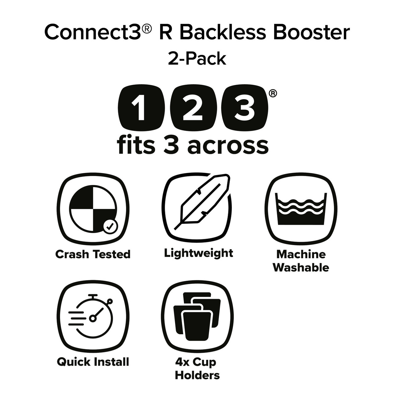 Connect3® R Backless Booster (No Latch), Pack of 2