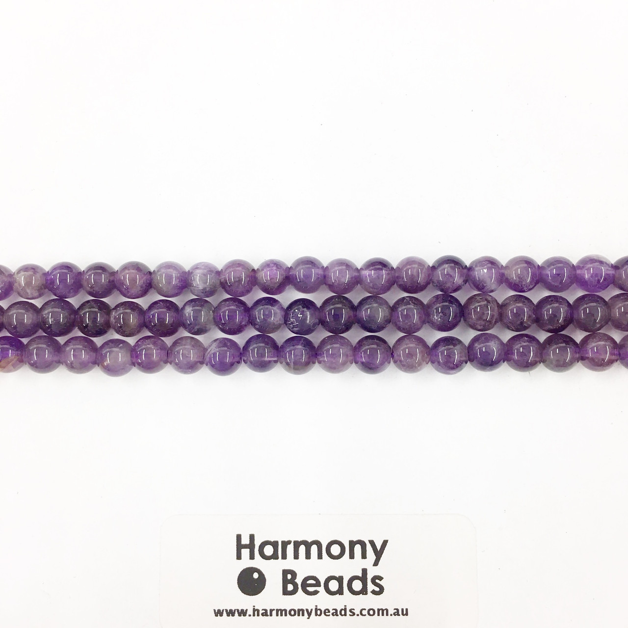 Amethyst Smooth Round Beads, Natural, 8mm - Harmony Beads Online