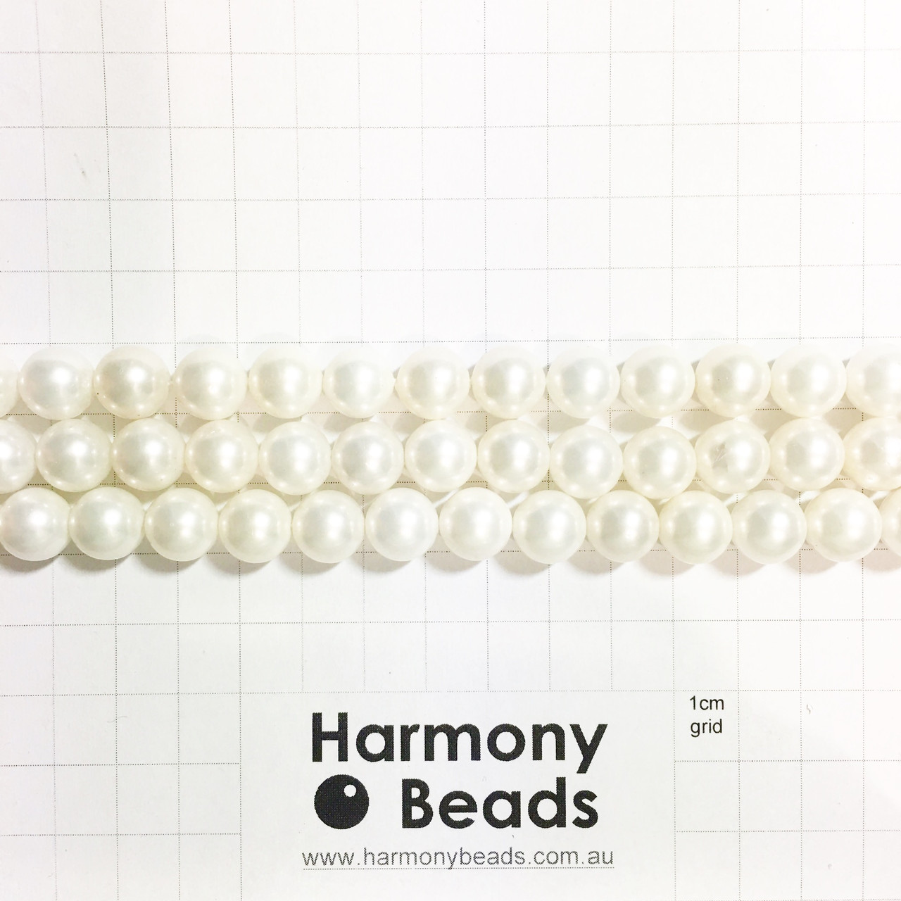 Shell Based Pearls Smooth Round, Natural White, 10mm - Harmony Beads Online