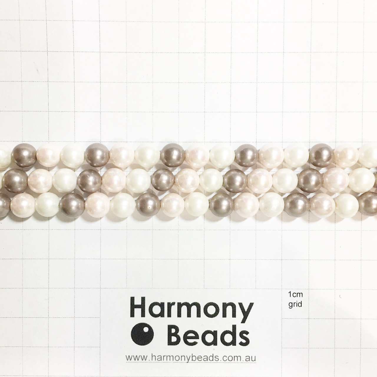 Shell-Based Pearls Smooth Round, 8mm, Neutral Blush Latte Mix - Harmony ...