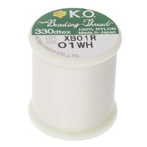 Japanese KO Beading Thread, DTEX330, WHITE (50 metres) - Harmony Beads ...