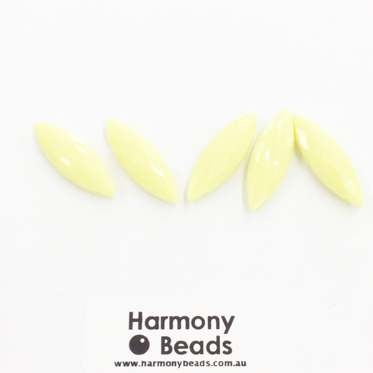 Acrylic Faceted Marquise Drop - 30x10mm - LEMON OPAQUE [5 pcs ...
