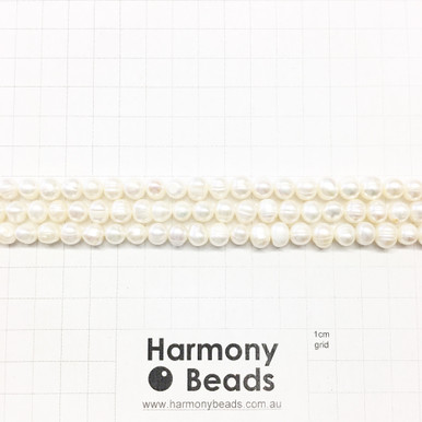Natural Cultured Freshwater Oval Pearls, Approx. 7x6mm - Harmony Beads ...