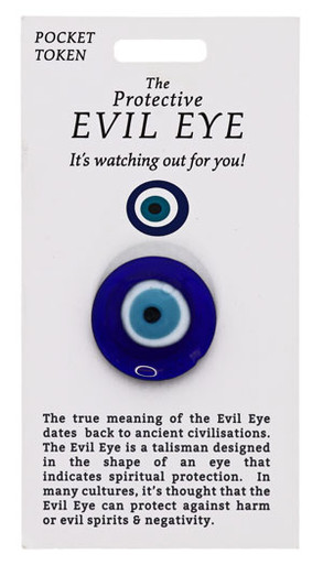 Evil Eye Pocket Token EE08, Round, Blue, 3.0cm - Harmony Beads Online