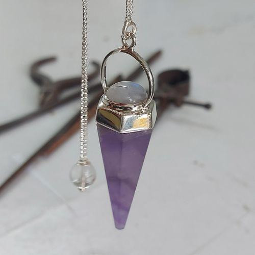 Amethyst & Moonstone Pendulum | 075802 - Prana Blessings Metaphysical Shop