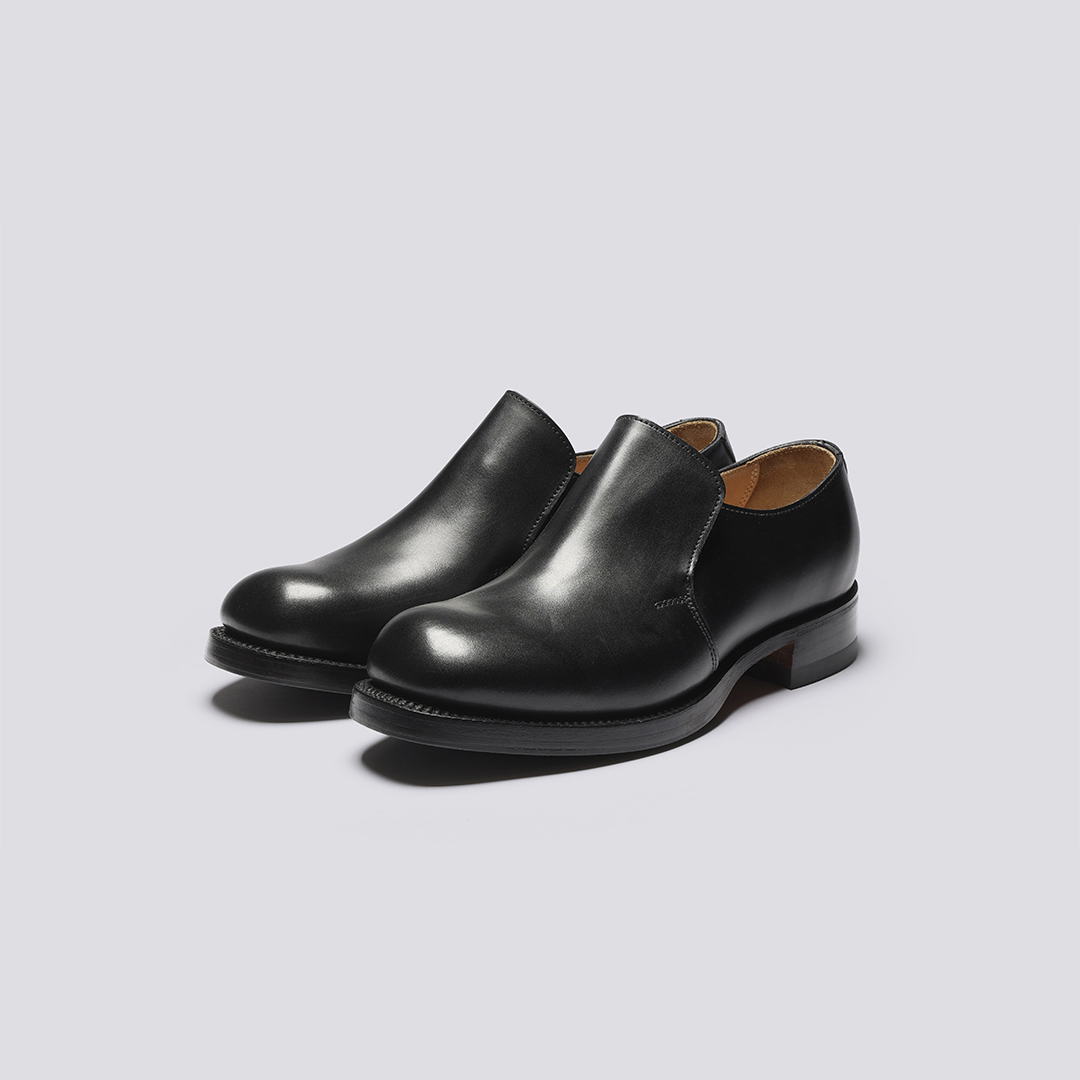 Rowan | Mens Slip on Shoes in Black Leather | Grenson