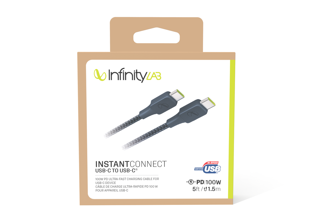 InfinityLab InstantConnect USB-C to USB-C 100W PD ultra-fast charging cable for USB-C device