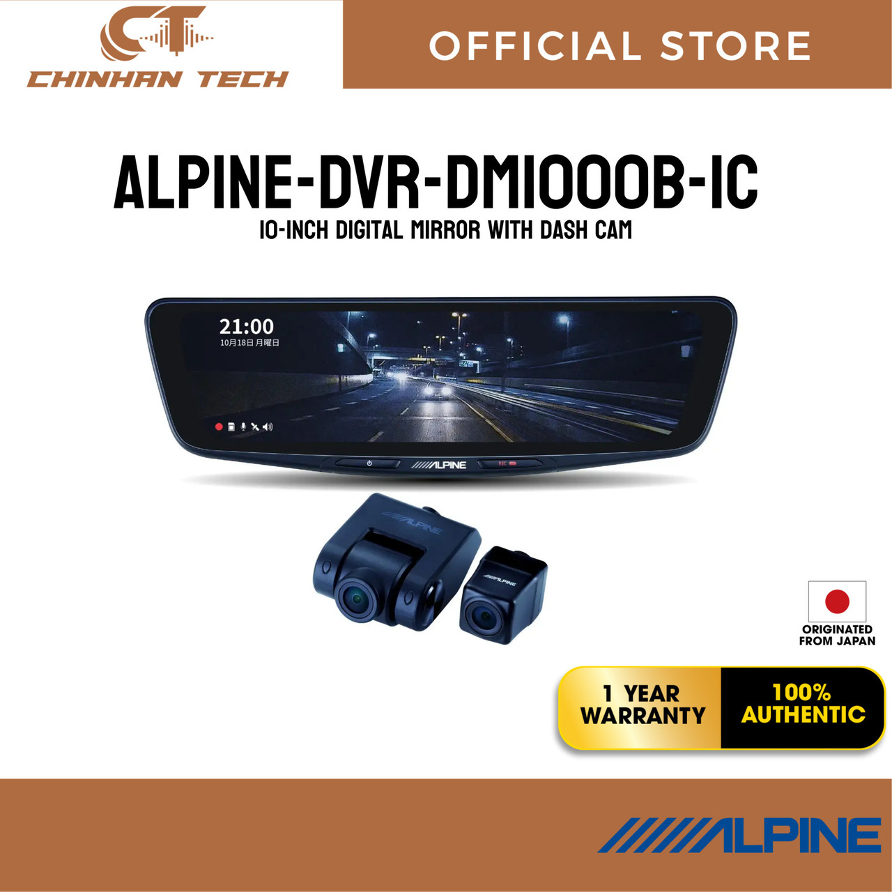 ALPINE DVR-M01D-2K 3" HD DASH CAM RECORDER (FRONT-REAR)