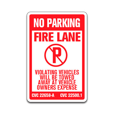 Parking Sign - "No Parking - Fire Lane" California (12"x18") - DBD Sign ...
