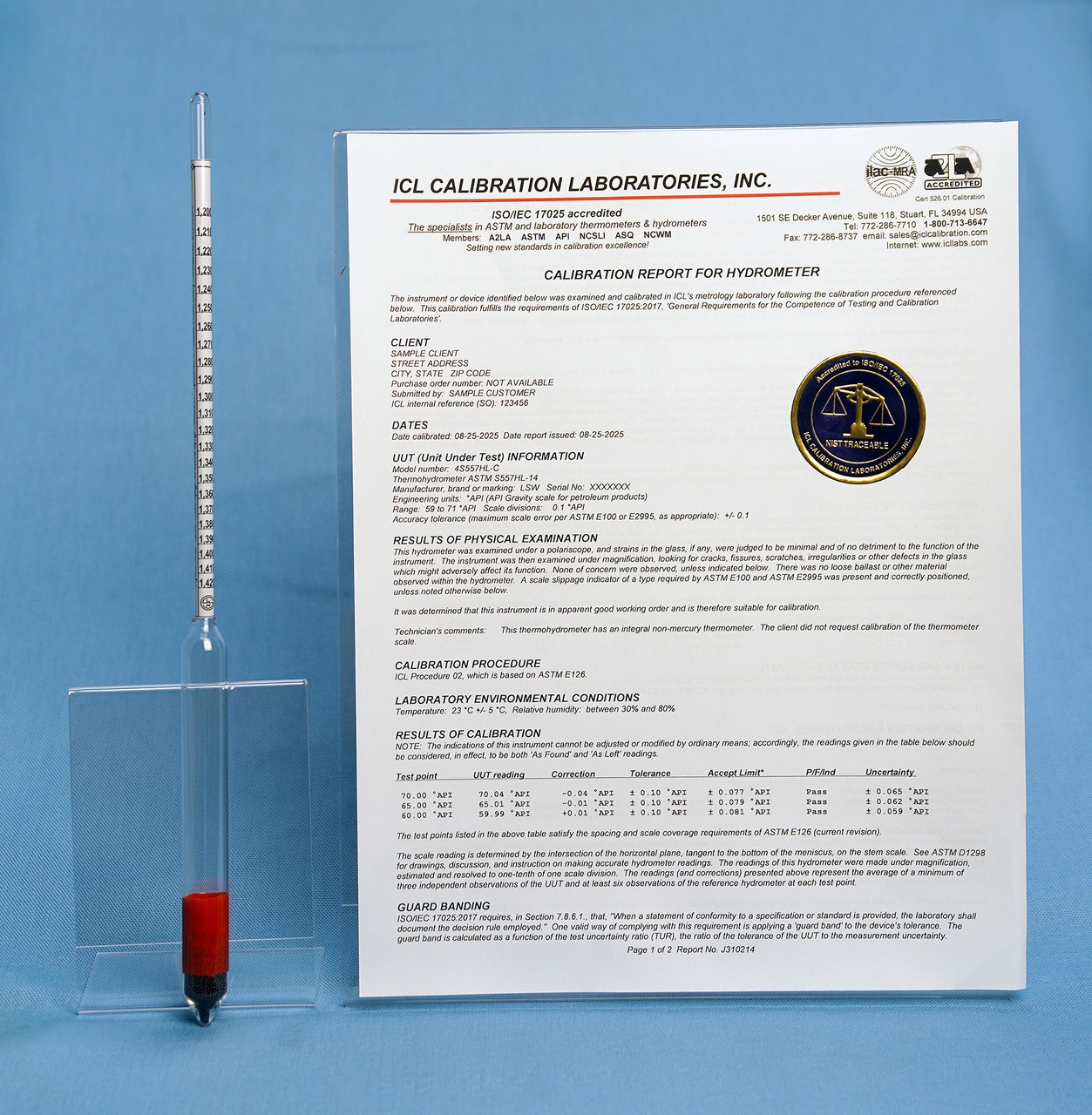 Specific Gravity Hydrometer, .800 to .910
