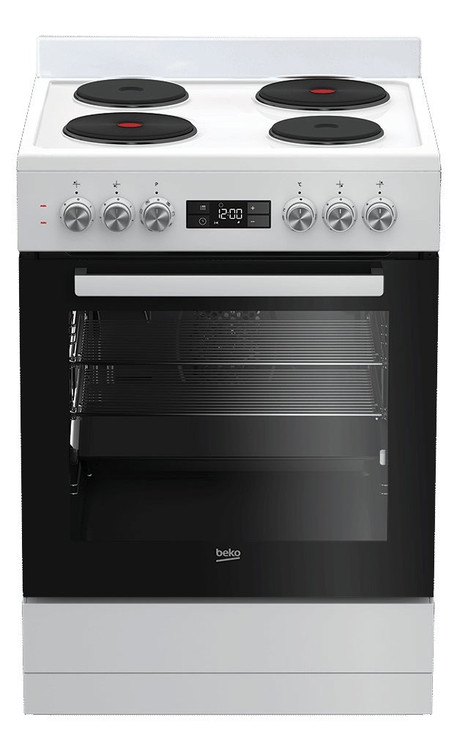 60cm Solid Hotplate Upright Cooker White - Spartan Appliances