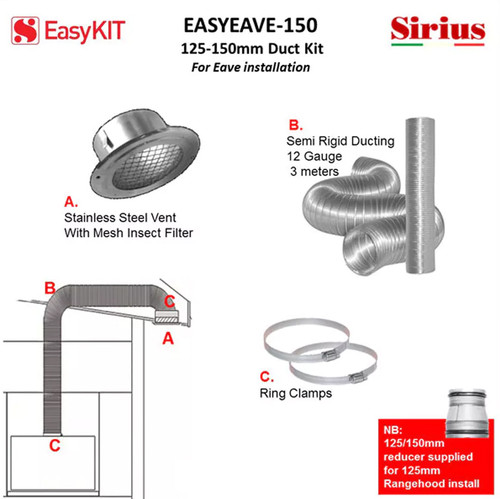 125/150mm Eve Vent Kit, Inc Gdr125/150 - Spartan Appliances