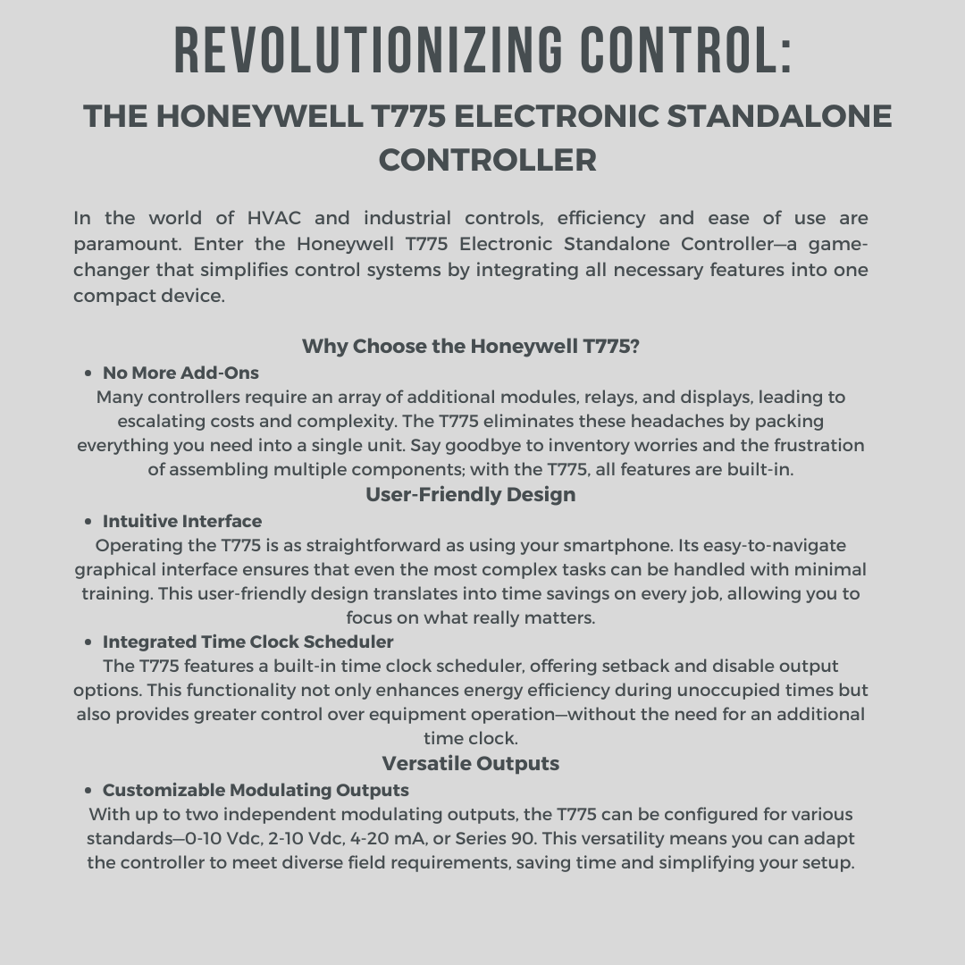 Revolutionizing Control: The Honeywell T775 Electronic Standalone Controller - Memphis Control ...
