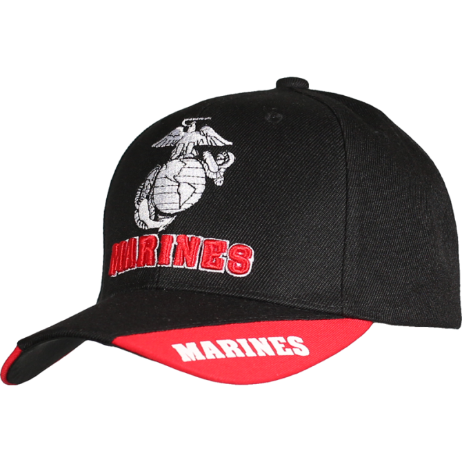 JWM 08548 U.S. Marines Caps 3-Way Style Eagle Globe Anchor Black/Red