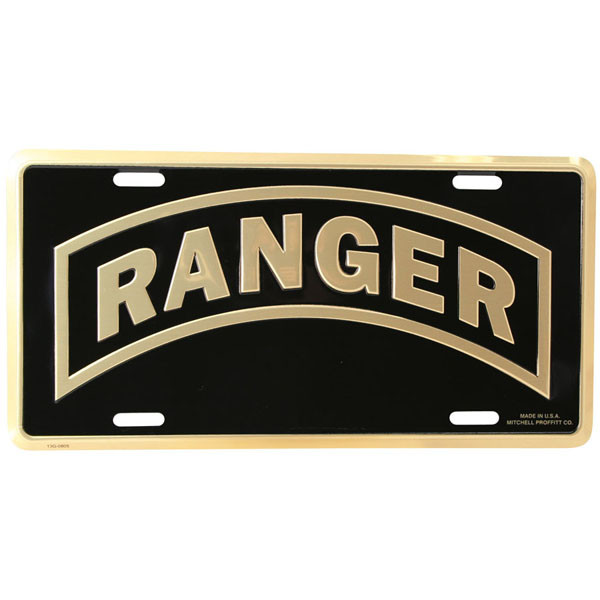LA11 - Ranger Tab License Plate - Made in USA - Black/Gold ...