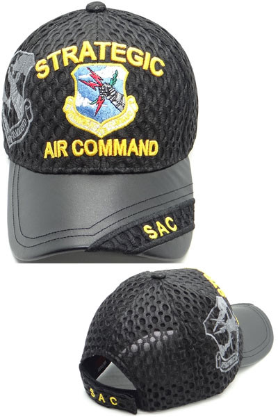 Strategic Air Command Cap - Waffle Mesh - Black - USMILITARYHATS.COM