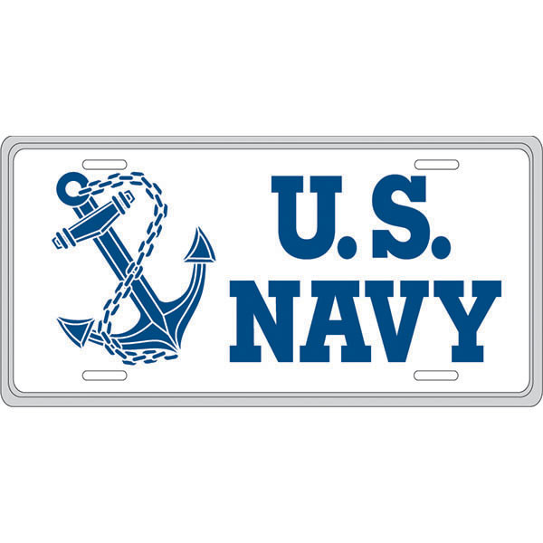 LN52 - U.S. Navy with Anchor License Plate - Made in USA - White/Navy ...