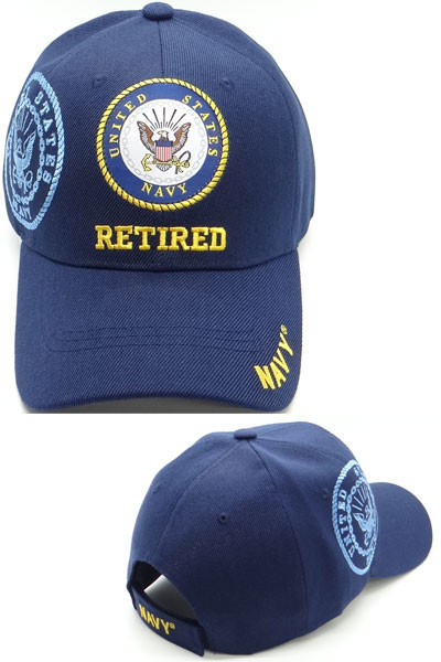 U.S. Navy Retired Cap Emblem Shadow - Navy Blue - USMILITARYHATS.COM