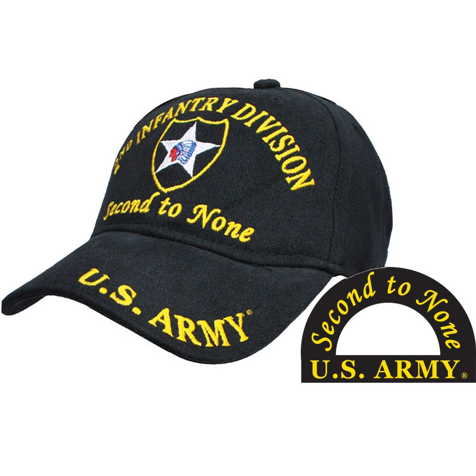 6549 - Army 2nd Infantry Division Cap - Cotton - Black - USMILITARYHATS.COM