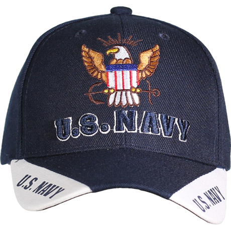 JWM 08562 U.S. Navy Emblem Caps 3-Way Style Navy Blue/White