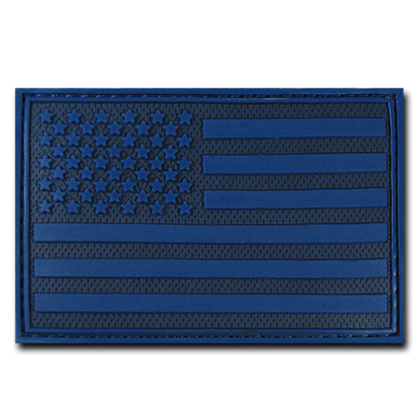 T90 - Tactical Patch - USA Flag - Rubber (3"x2") - Subdued Blue ...