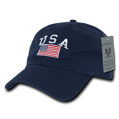 A03 - USA Flag Cap - Relaxed Cotton - Blue - USMilitaryHats.com