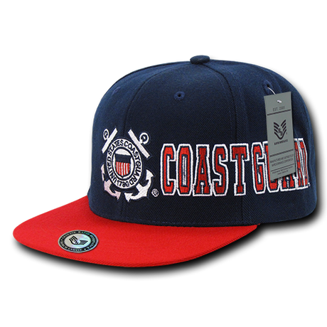 S005 - U.S Coast Guard Cap Flat Bill Snap Back - Blue/Red ...