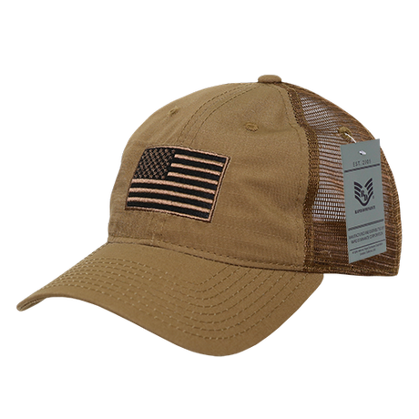 A13 - USA Flag Cap - Ripstop Cotton Trucker Mesh - Coyote ...