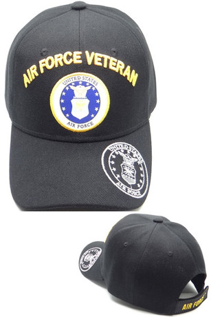 U.S. Air Force Veteran Cap - Black - USMILITARYHATS.COM