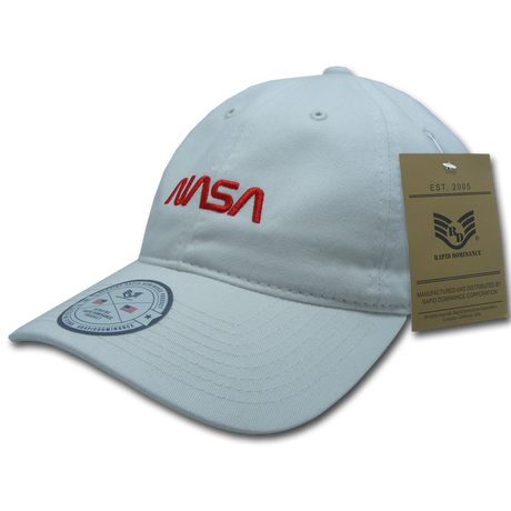 NASA Relaxed Cap With NASA Worm Logo - White - USMilitaryHats.com