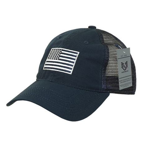 A13 - USA Flag Cap - Ripstop Cotton Trucker Mesh - Navy Blue ...