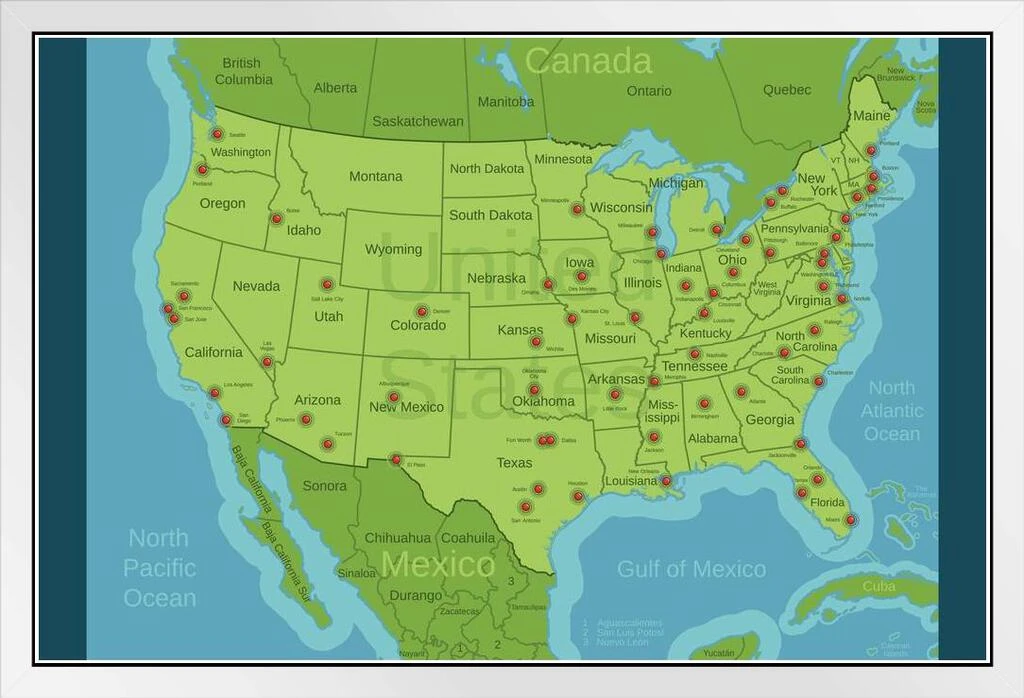 Usa Map With Cities And Towns