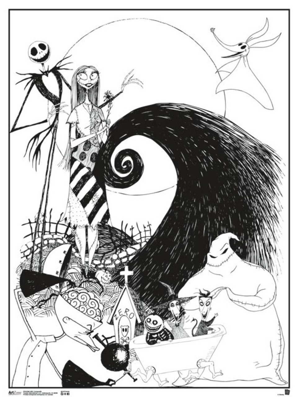 nightmare before christmas character coloring pages
