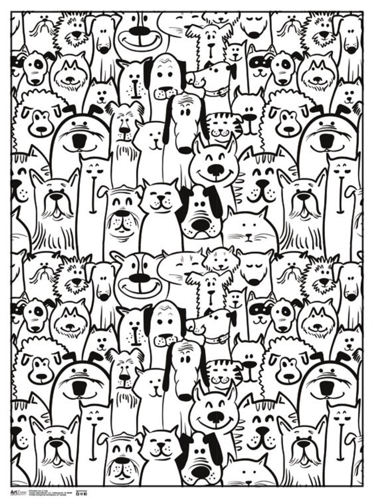 Fun & Cute Animals Coloring Poster 18x24 inch - Poster Foundry
