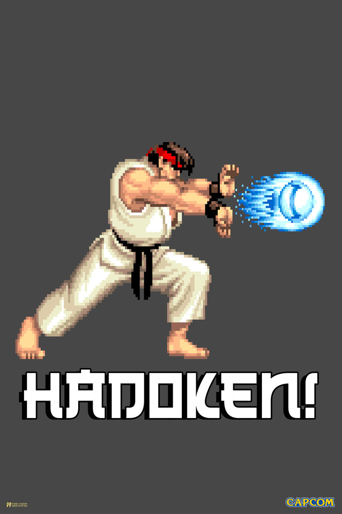 Street Fighter 2 Ryu Hadoken Retro Vintage Art CAPCOM Video Game ...