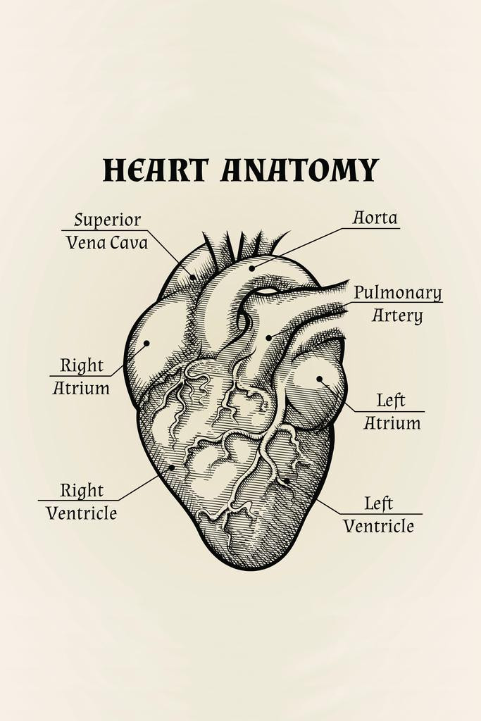 Laminated Human Heart Anatomical Graphic Illustration Educational Chart ...