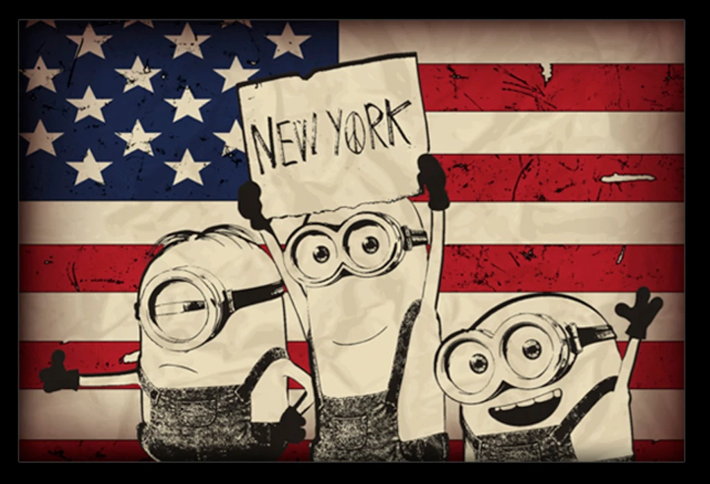 Minions Despicable Me New York Sign American Flag Old Glory NYC Movie ...