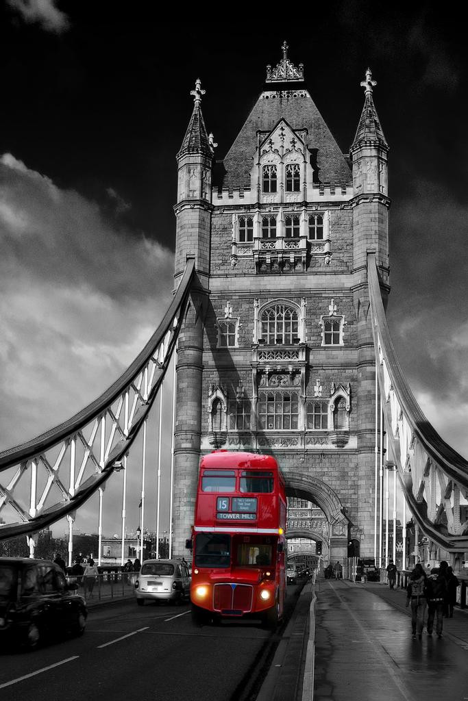 Laminated Red London Bus on Tower Bridge Photo Art Print Poster Dry ...