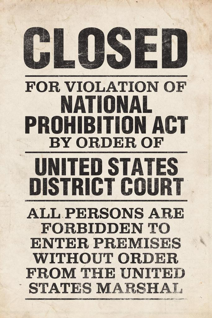 NPA National Prohibition Act Closed For Violation National Prohibition ...
