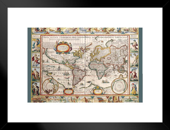 Antique World Map Discovery of America 1492 Latin Text Orbis ...