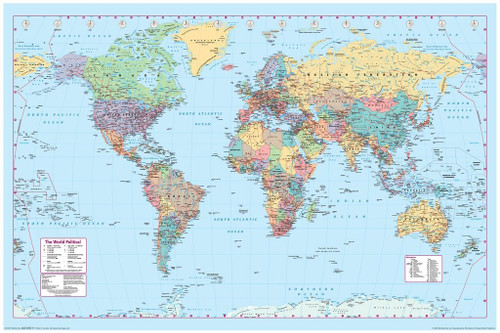 World Map Reference Chart Cool Wall Art Print Poster 36x24 - Poster Foundry