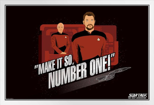 Star Trek The Next Generation Make It So TV Show White Wood Framed ...