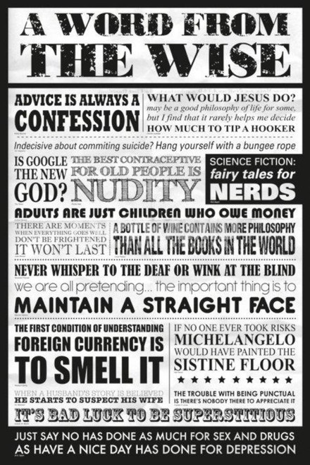 Laminated A Word From the Wise Poster Dry Erase Sign 36x24 - Poster Foundry