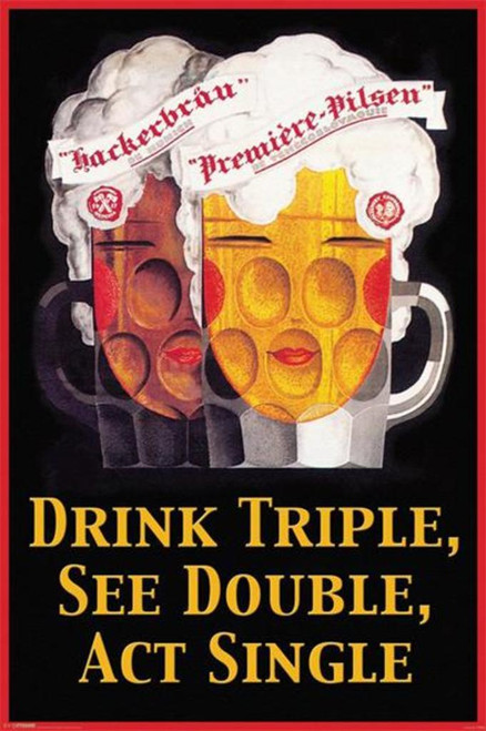 Laminated Drink Triple See Double Act Single Poster Dry Erase Sign ...